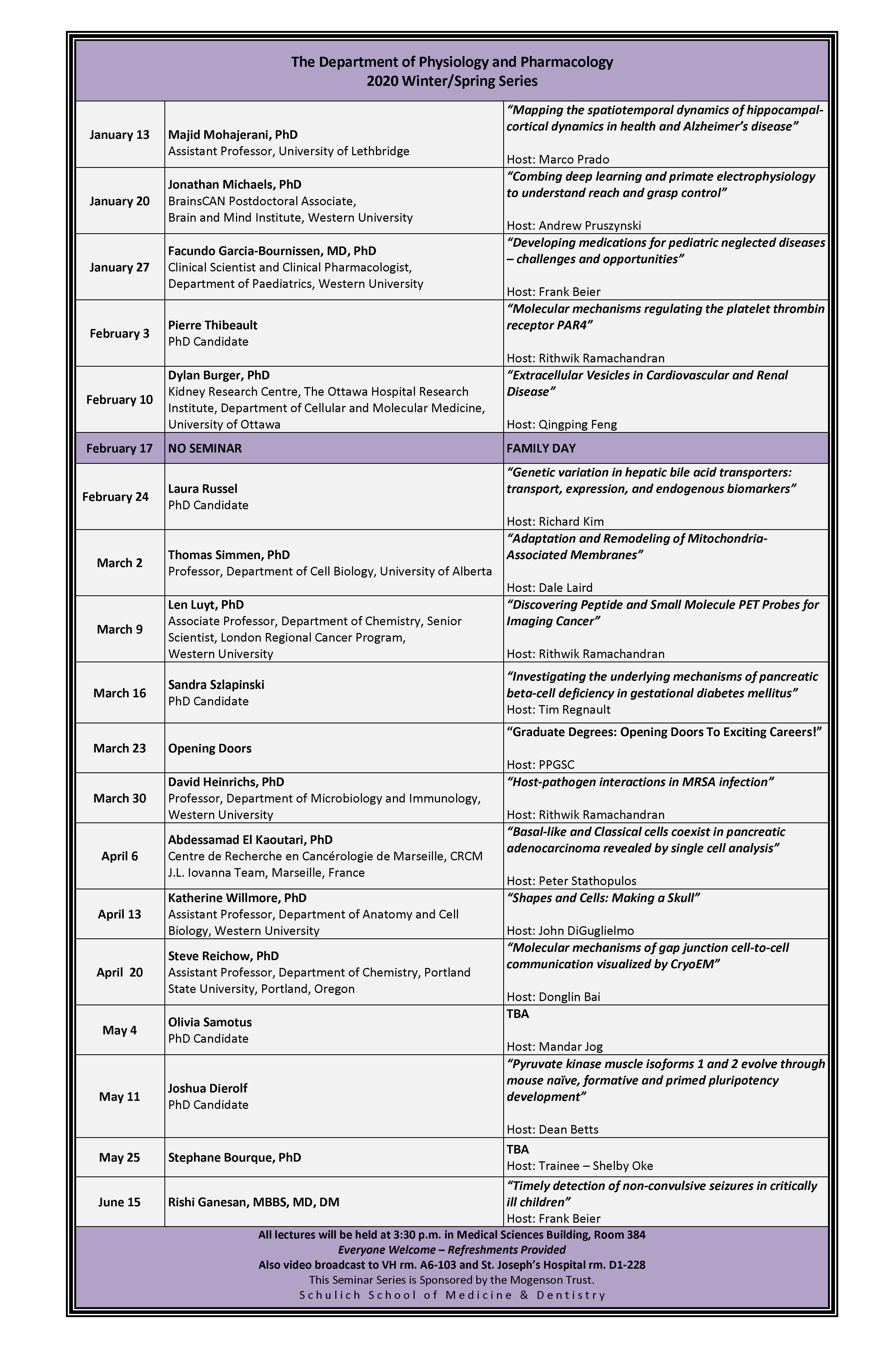 Seminar Schedule - Seminar Schedule - Western University