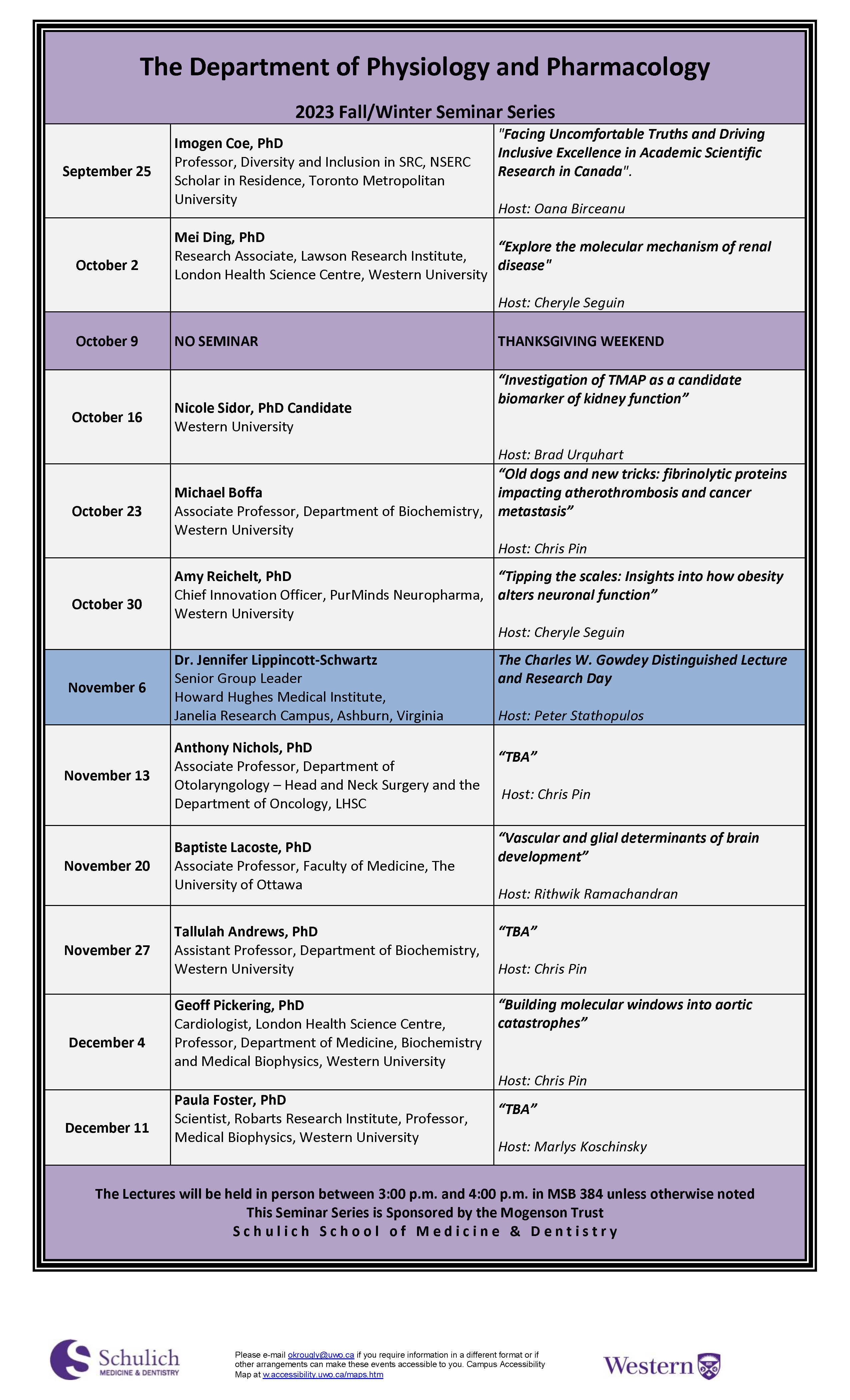 Seminar Schedule - Seminar Schedule - Western University